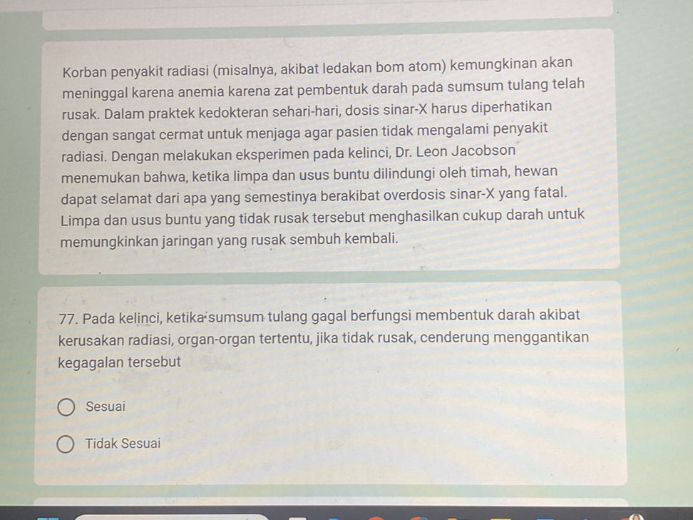 Korban penyakit radiasi (misalnya, akibat
