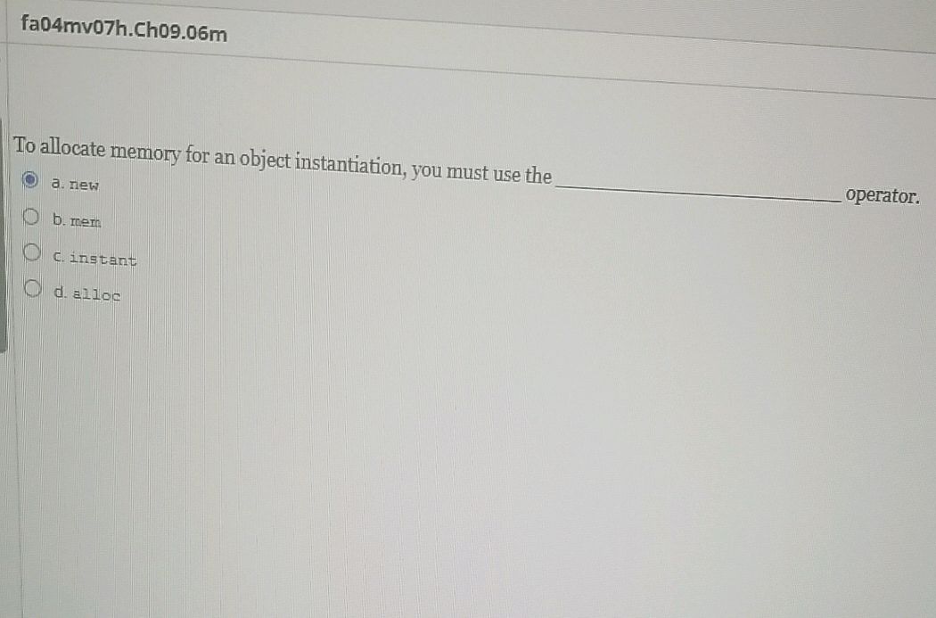 To allocate memory for an object | StudyX