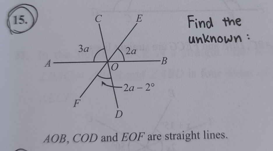 Find the unknown: Given that AOB, COD and | StudyX