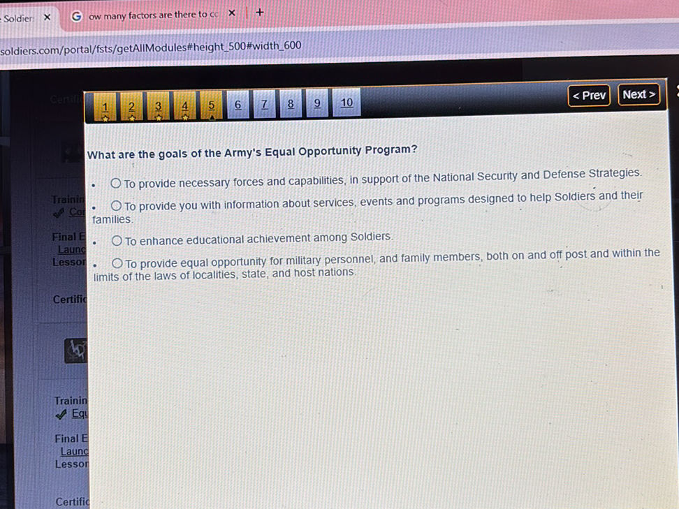 What are the goals of the Army's Equal | StudyX