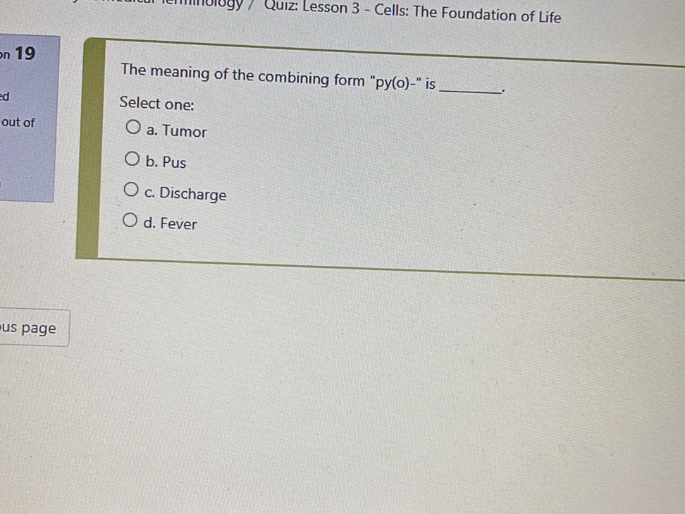 The meaning of the combining form "py(o)-" | StudyX