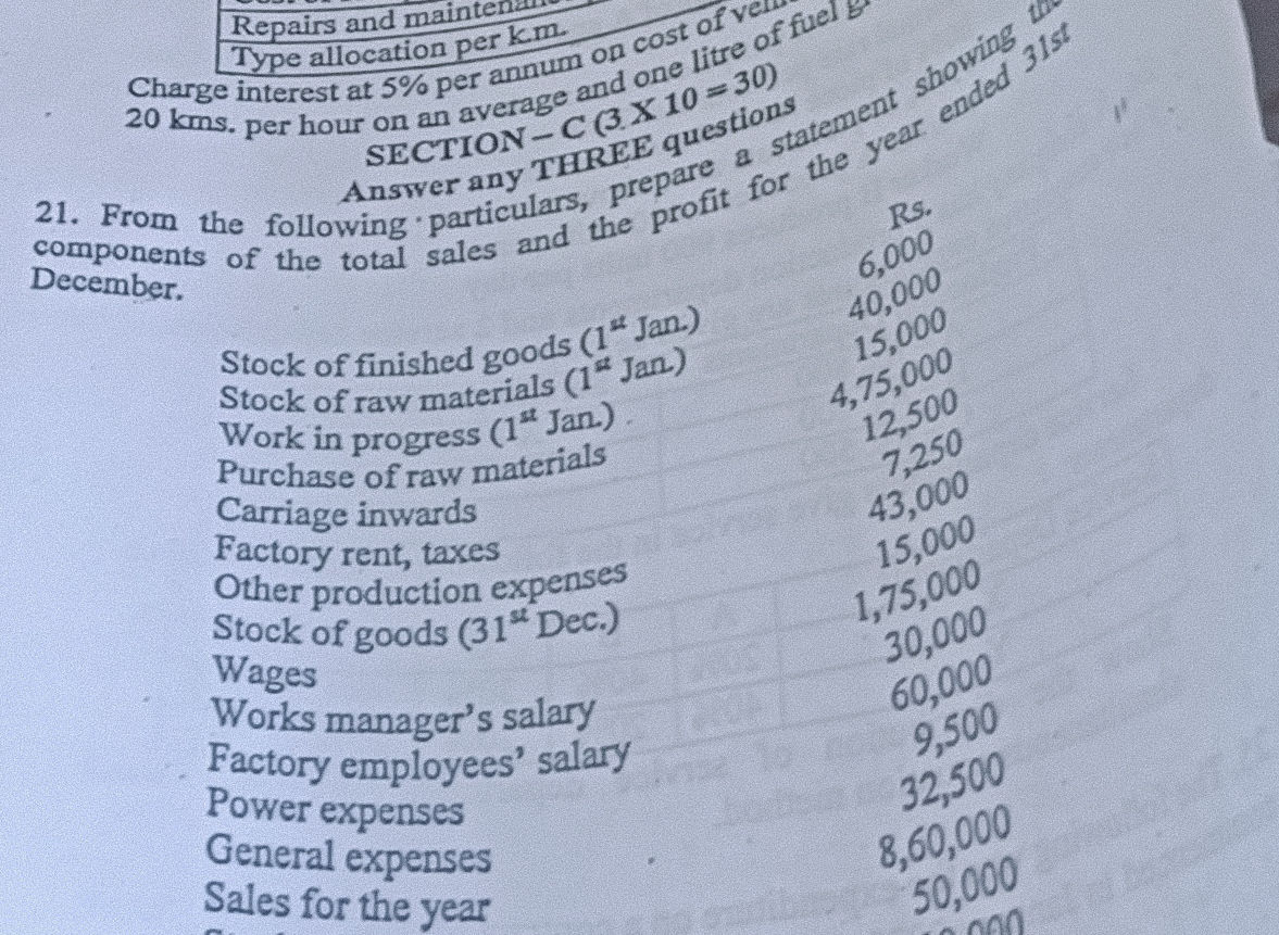 21. From the following particulars, prepare | StudyX