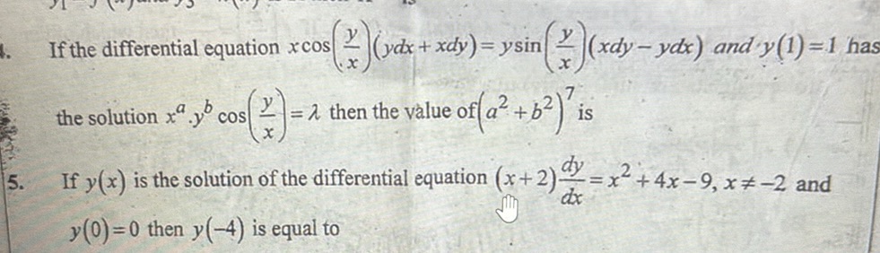 4. If the differential equation $x ( | StudyX