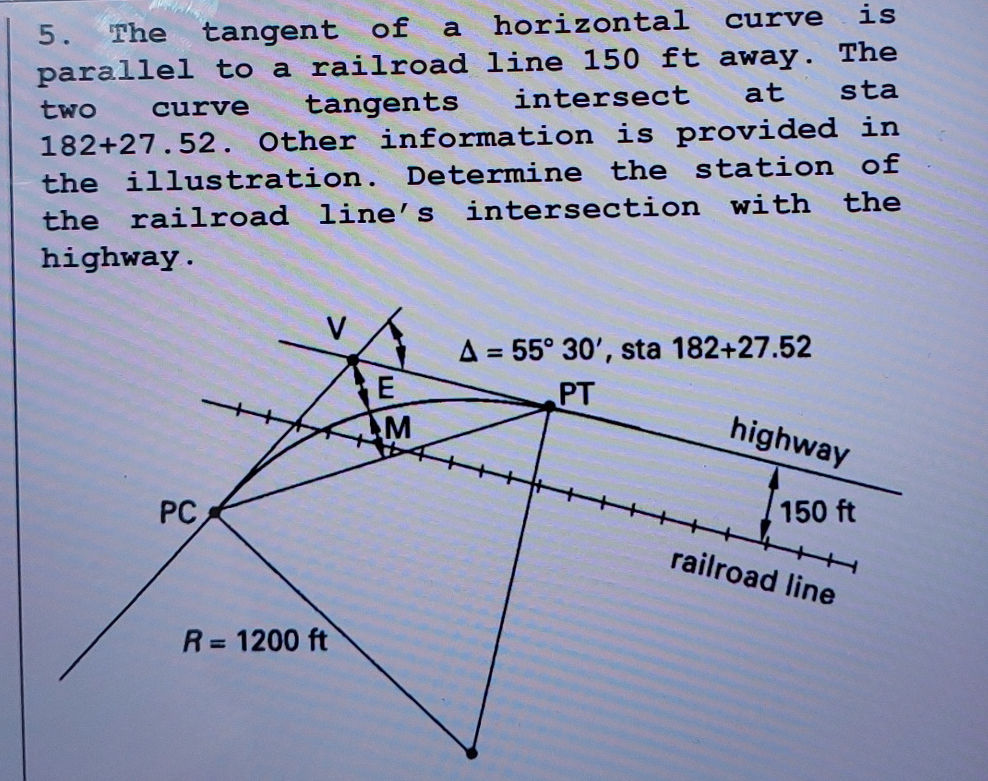 5. The tangent of a horizontal curve is | StudyX