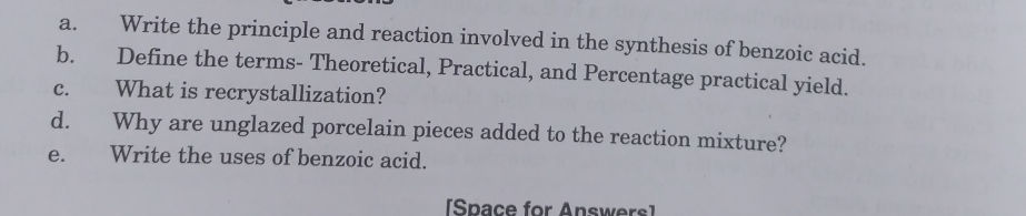 a. Write the principle and reaction involved | StudyX