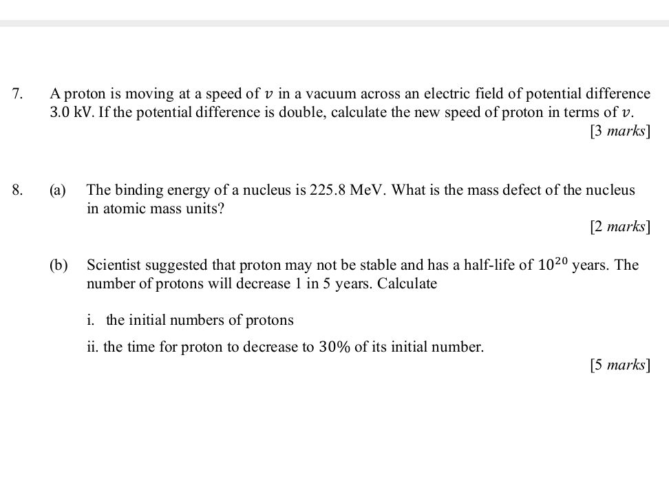7. A proton is moving at a speed of *v* in a | StudyX