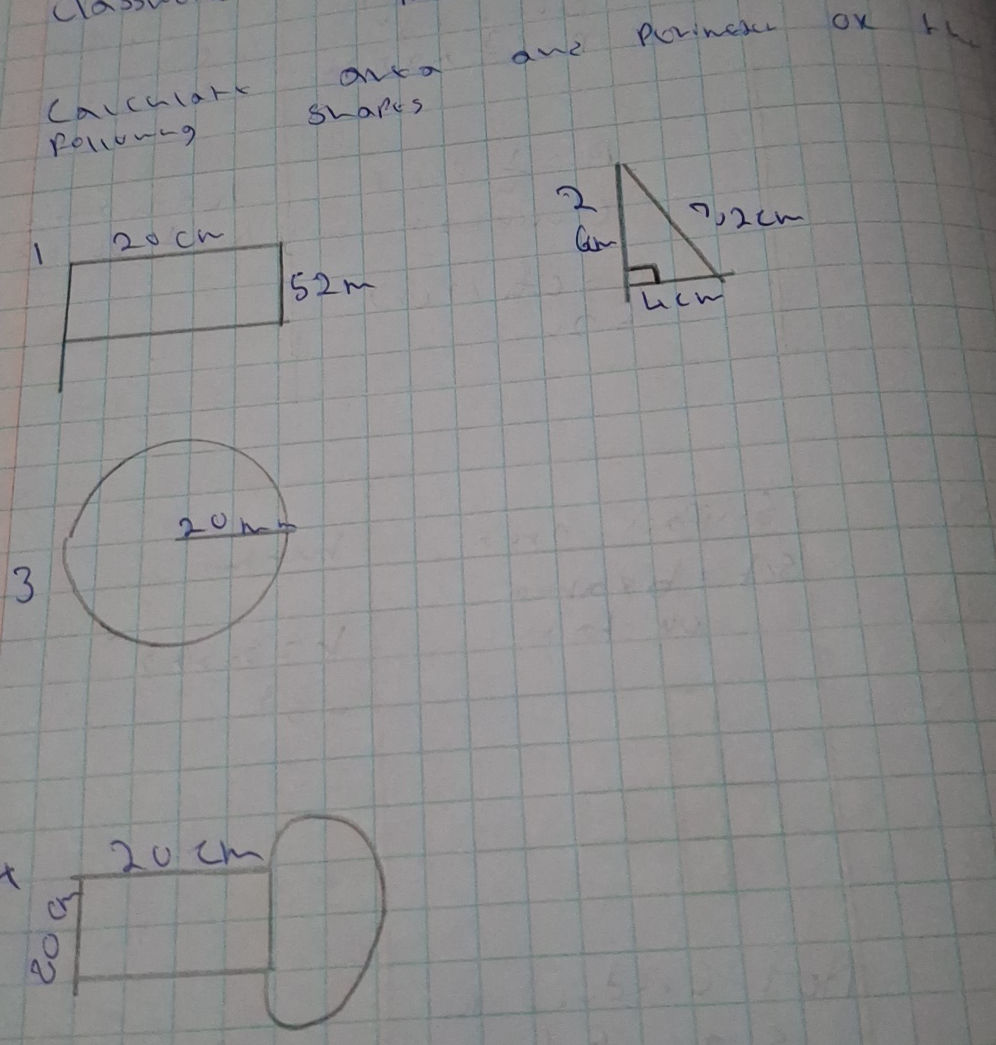 Calculate following shapes: 1. Rectangle | StudyX