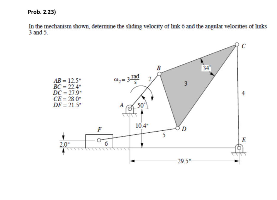 Prob. 2.23) In the mechanism shown, | StudyX