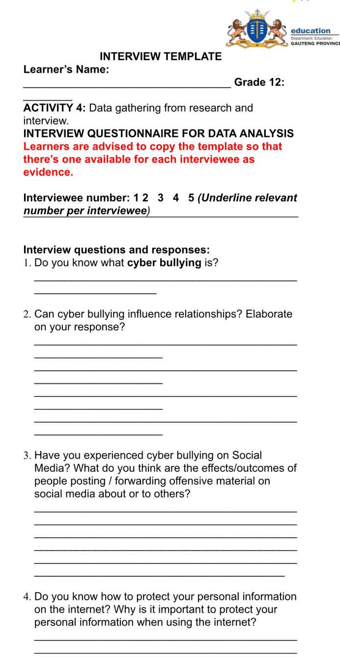 ACTIVITY 4: Data gathering from research and | StudyX