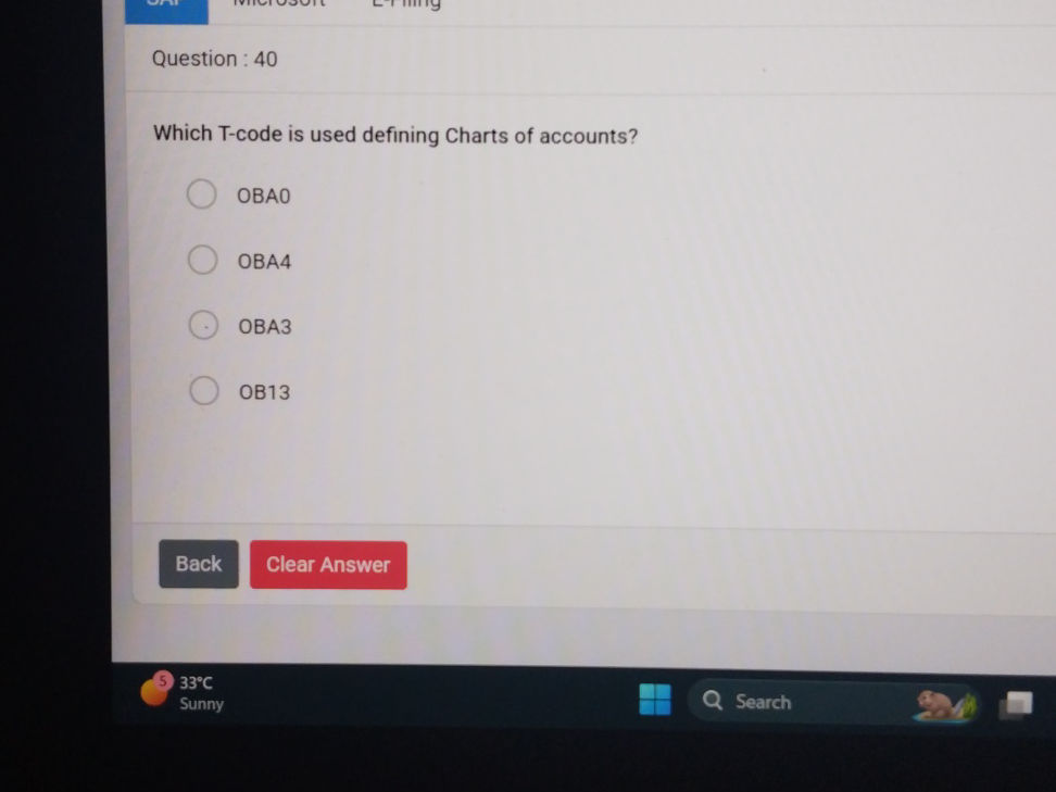 Question: 40 Which T-code is used defining | StudyX