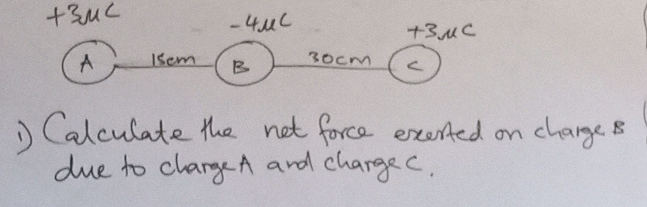 1) Calculate the net force exerted on charge | StudyX