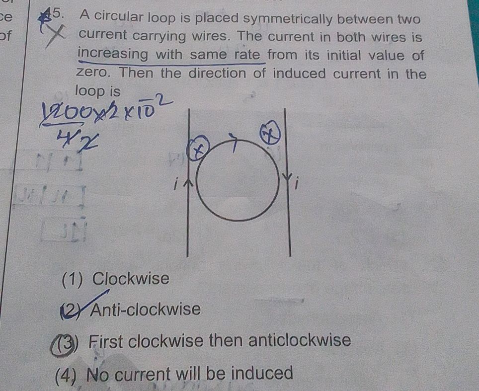 45. A circular loop is placed symmetrically | StudyX