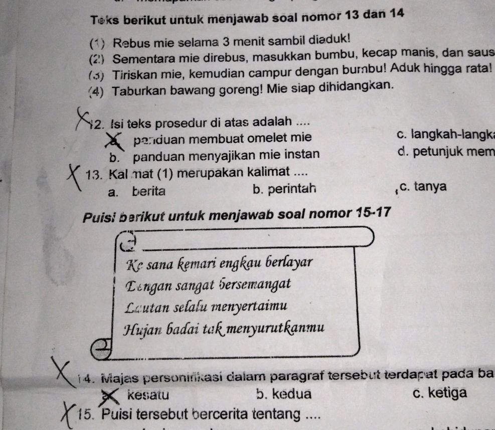 12. Isi teks prosedur di atas adalah .... | StudyX