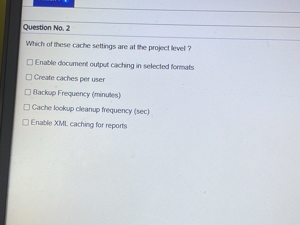 Which of these cache settings are at the | StudyX