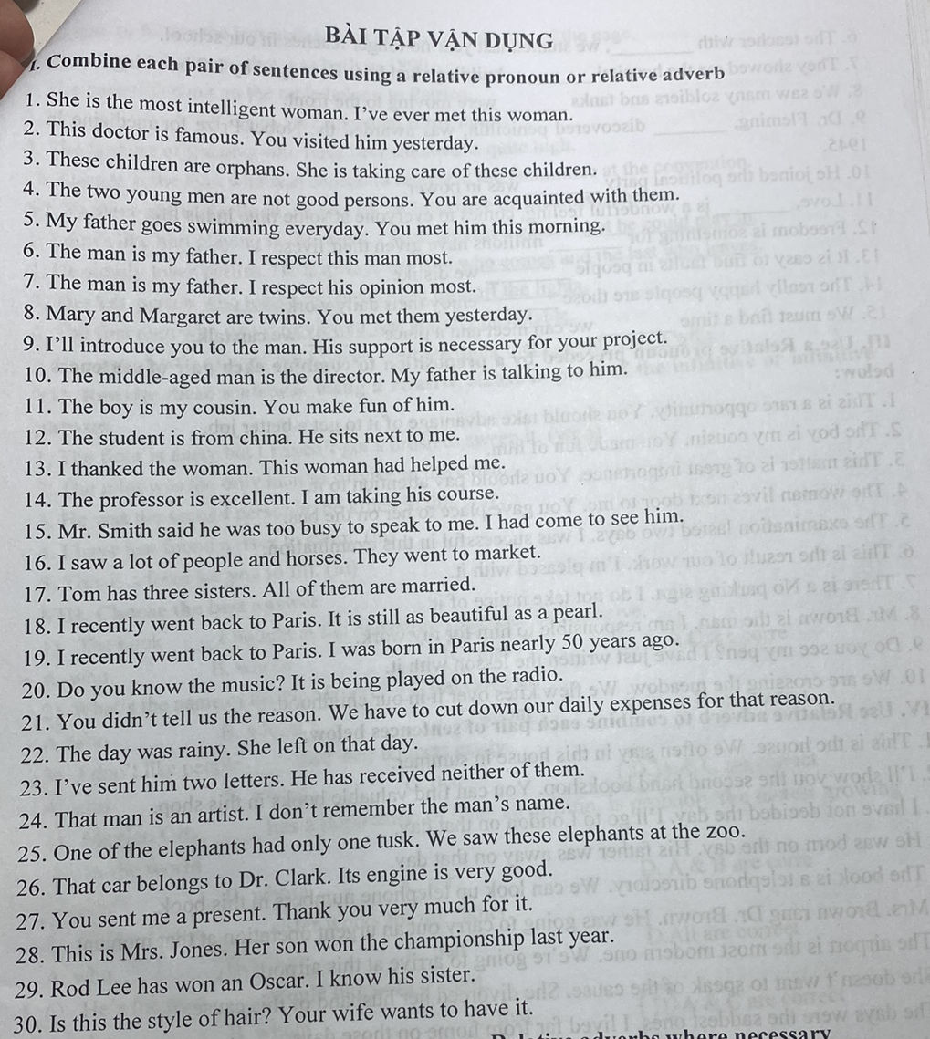 Combine each pair of sentences using a | StudyX