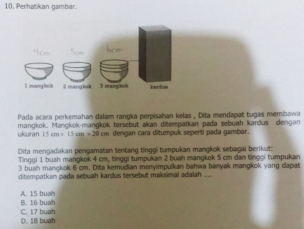 10. Perhatikan gambar. ![Diagram of bowls | StudyX