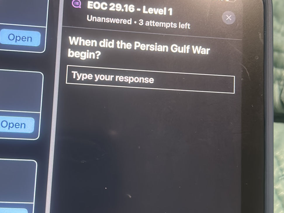 When did the Persian Gulf War begin? Type | StudyX