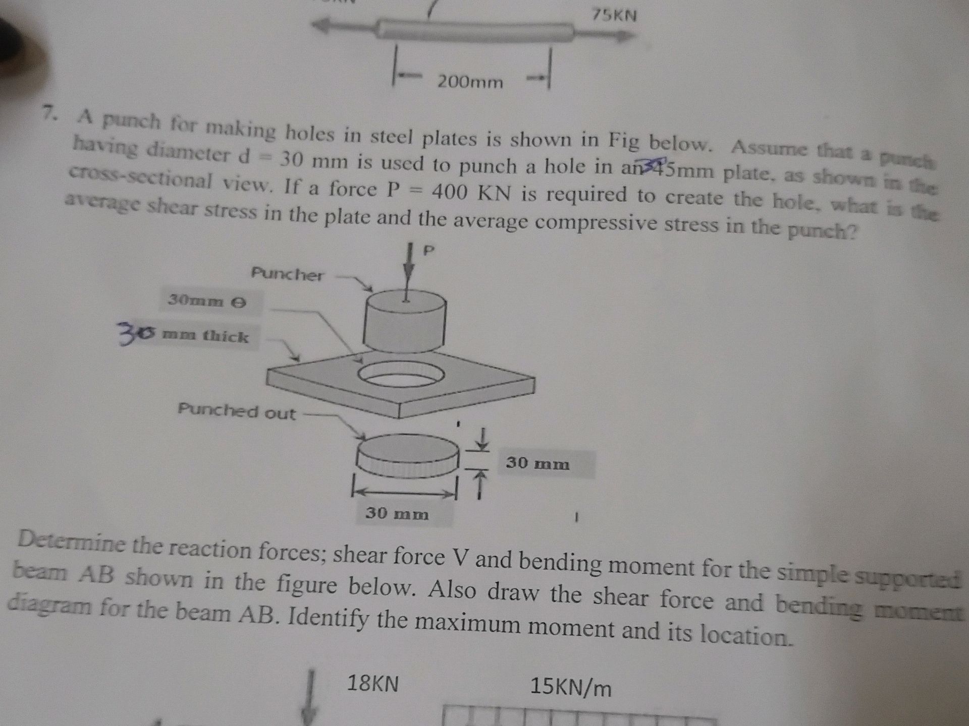 7. A punch for making holes in steel plates | StudyX