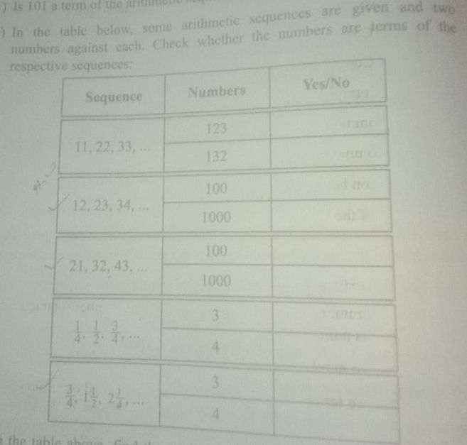 In the table below, some arithmetic | StudyX
