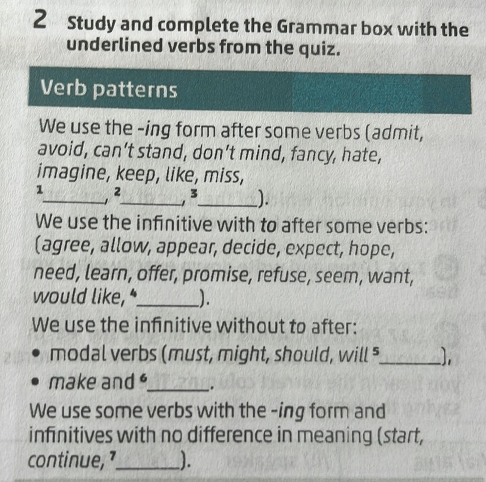 2 Study and complete the Grammar box with | StudyX