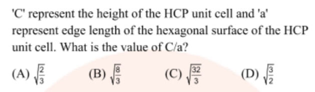 'C' represent the height of the HCP unit | StudyX