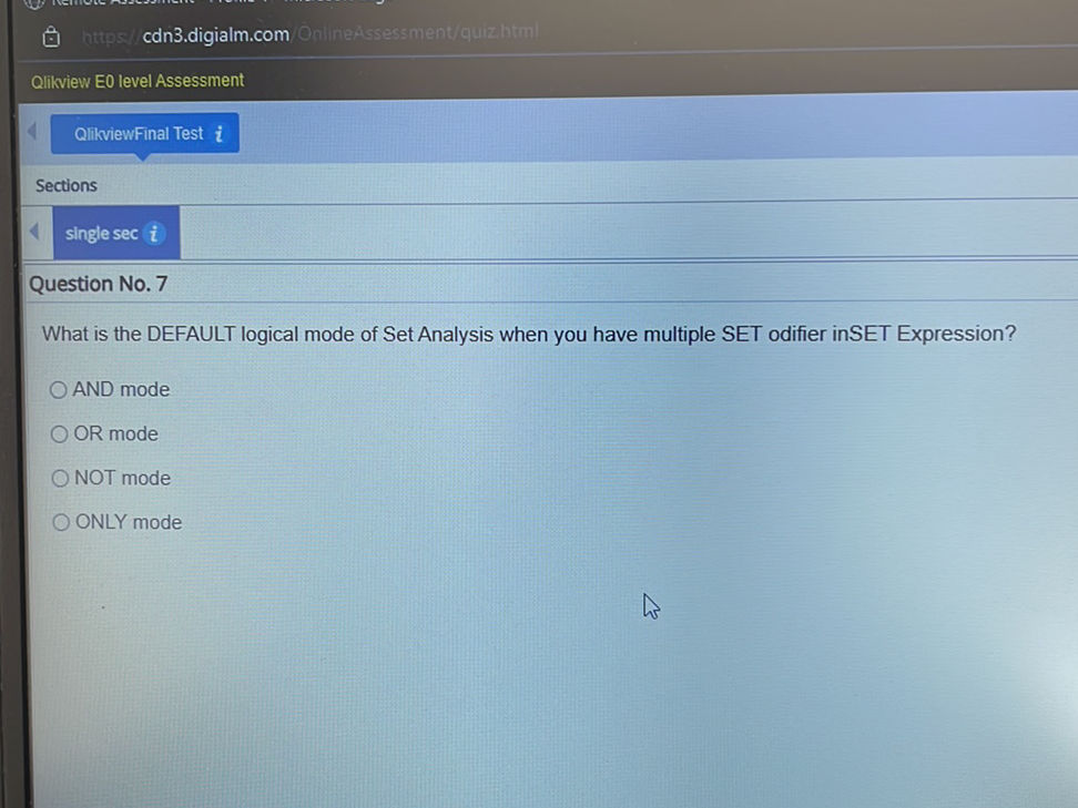 What is the DEFAULT logical mode of Set | StudyX