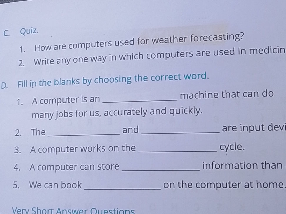 C. Quiz. 1. How are computers used for | StudyX