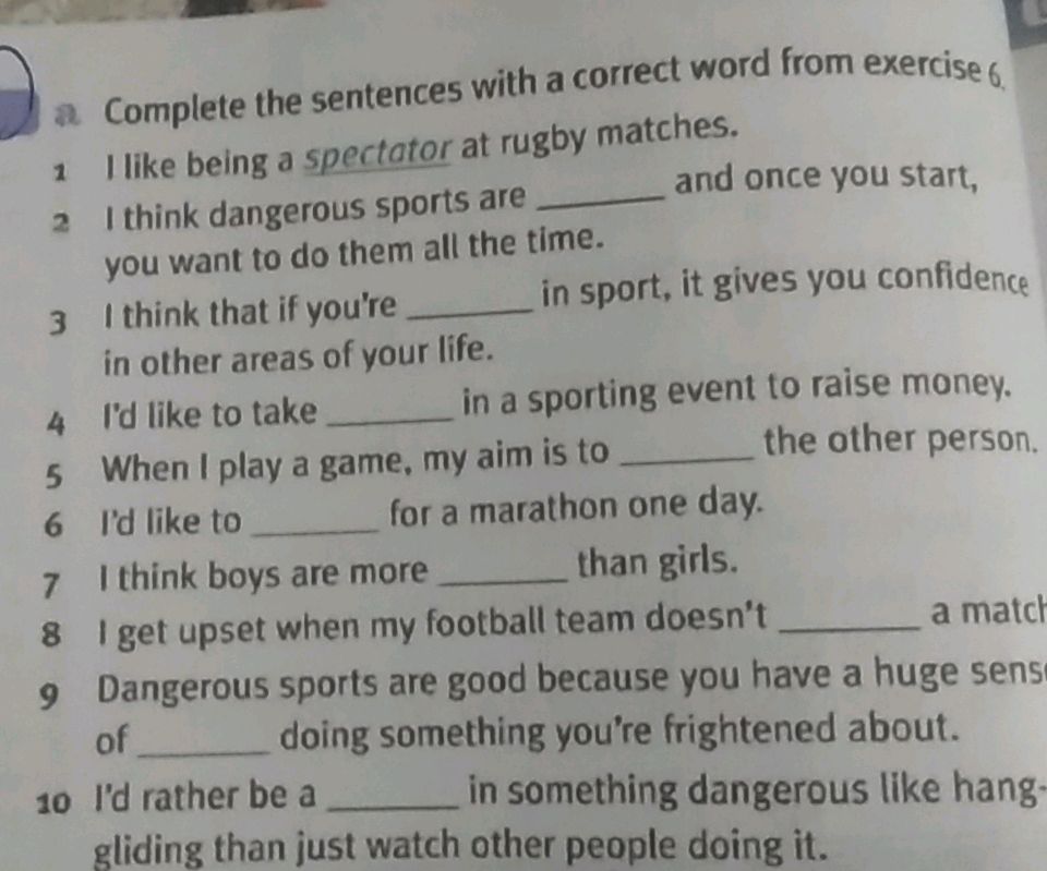 Complete the sentences with a correct word | StudyX