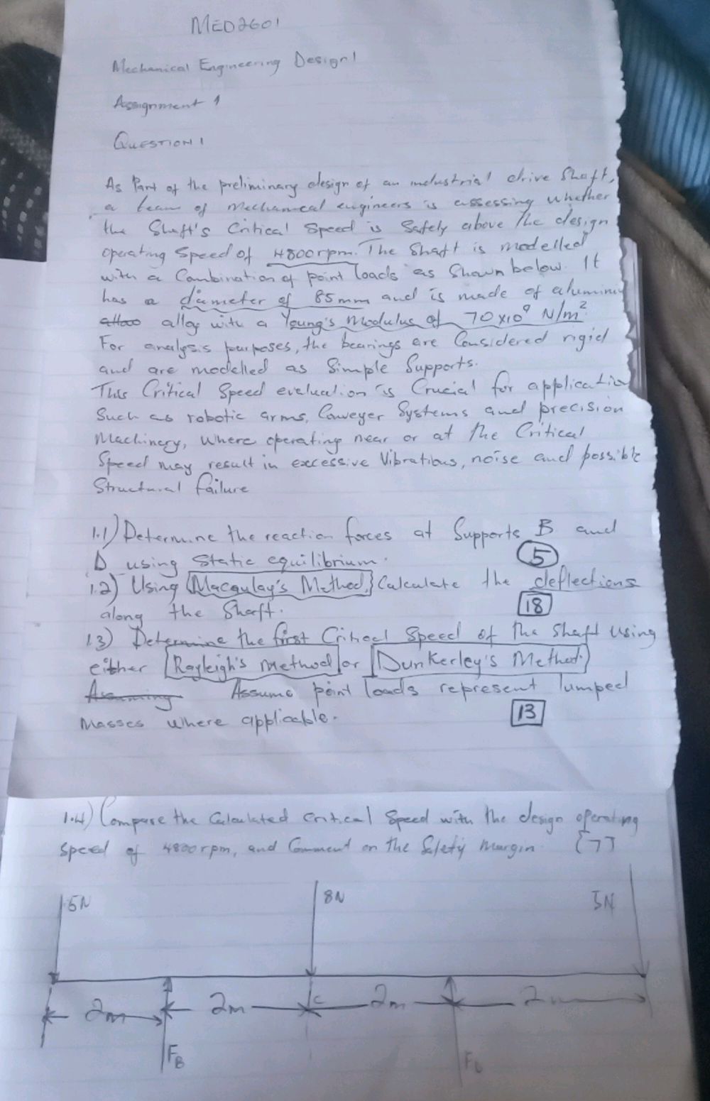 1.1) Determine the reaction forces at | StudyX