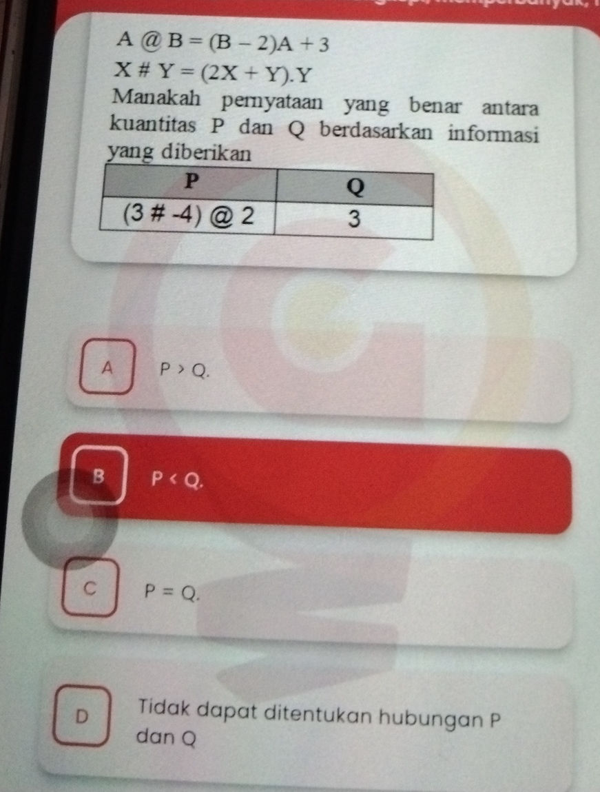 Given the following formulas: $A @ B = (B - | StudyX