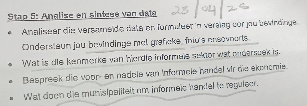 Analiseer die versamelde data en formuleer
