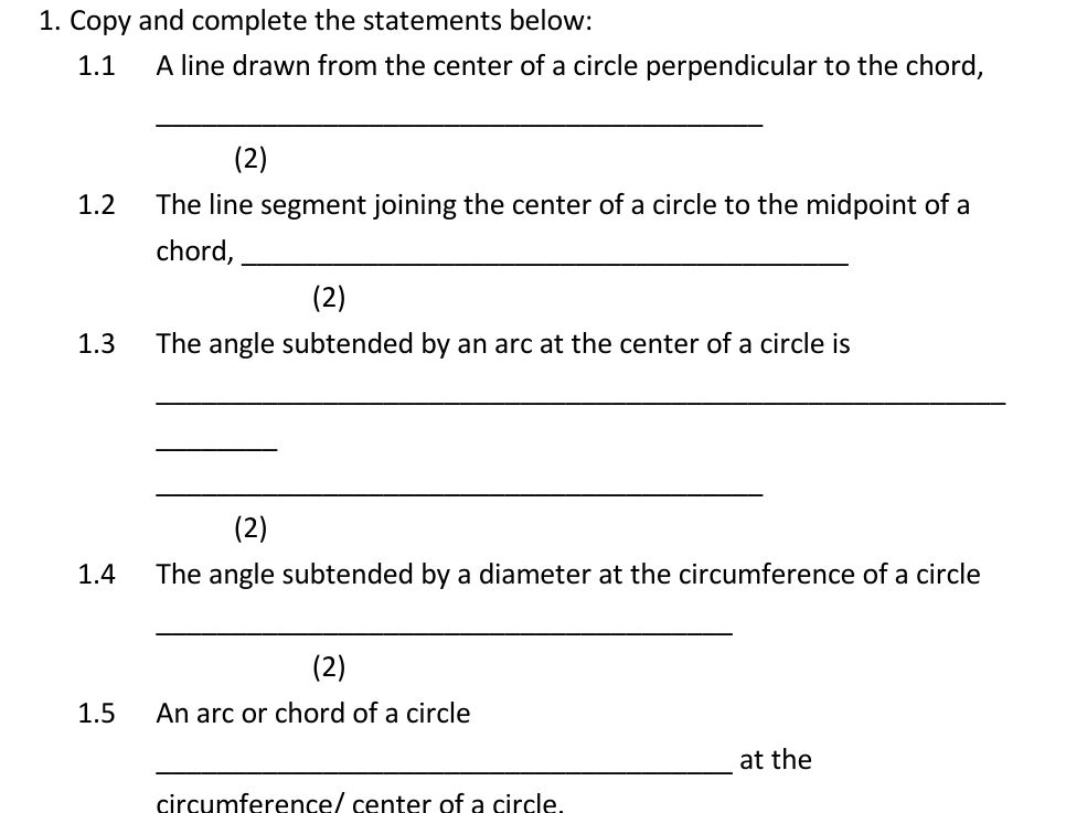 1. Copy and complete the statements below: | StudyX