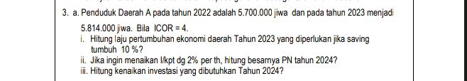 3. a. Penduduk Daerah A pada tahun 2022 | StudyX