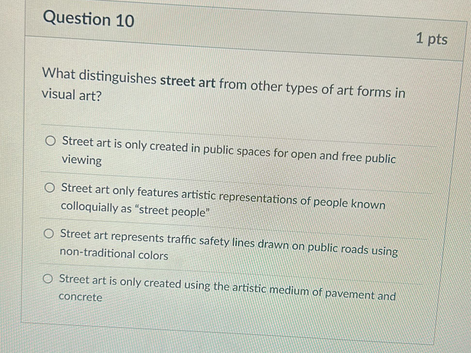 What distinguishes street art from other | StudyX