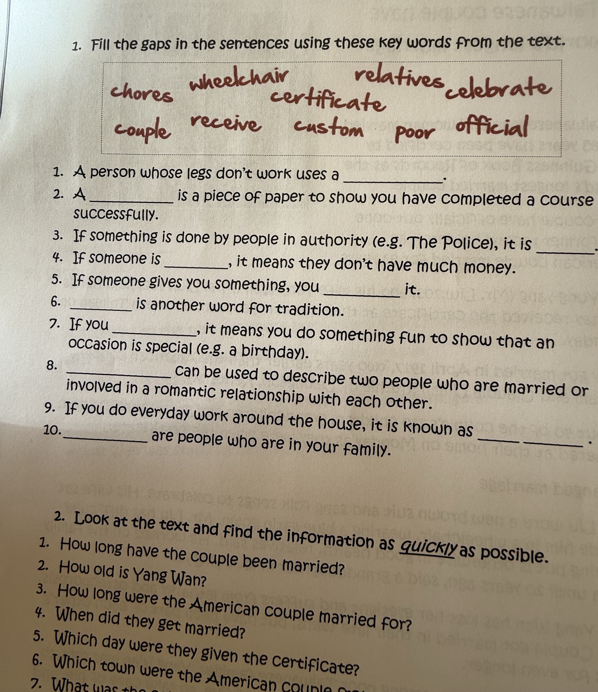 1. Fill the gaps in the sentences using | StudyX