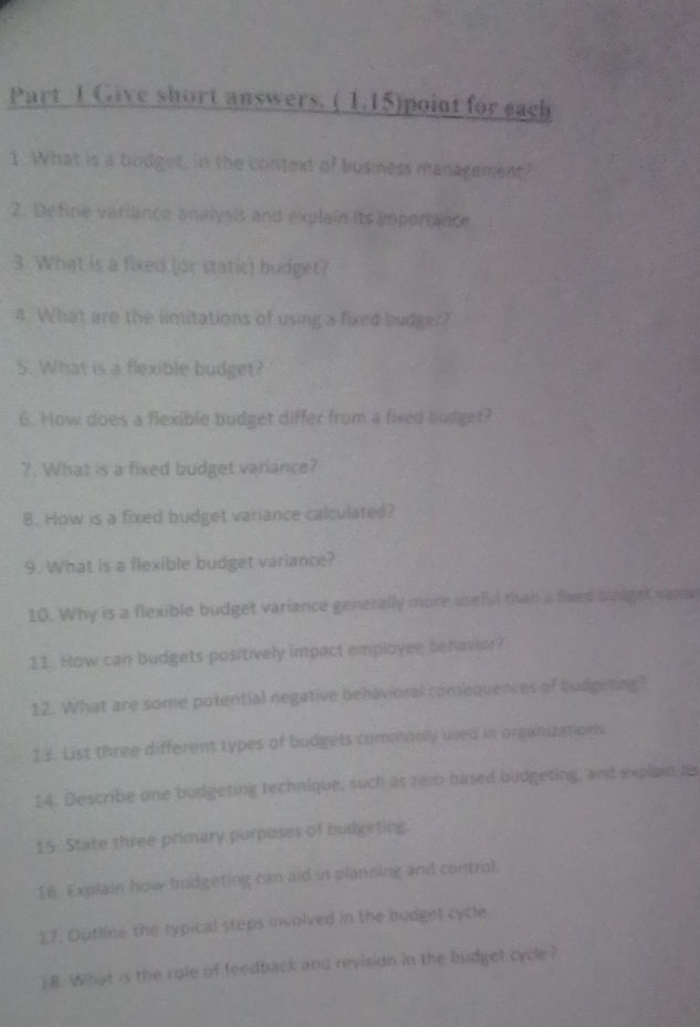 Part 1 Give short answers. (1.15)point for | StudyX