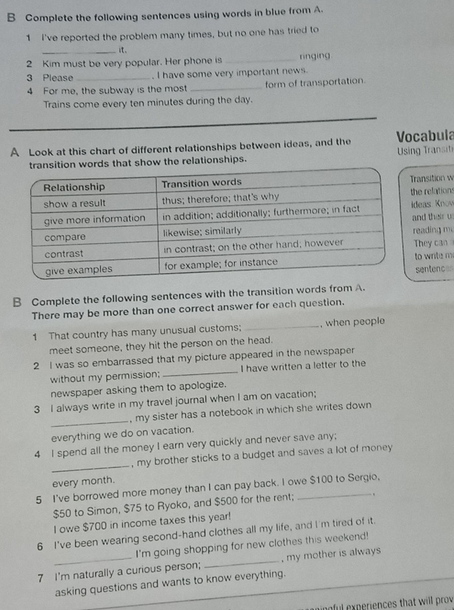 B Complete the following sentences using | StudyX