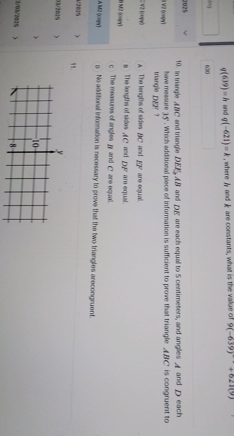 10. In triangle ABC and triangle DEF, AB and | StudyX