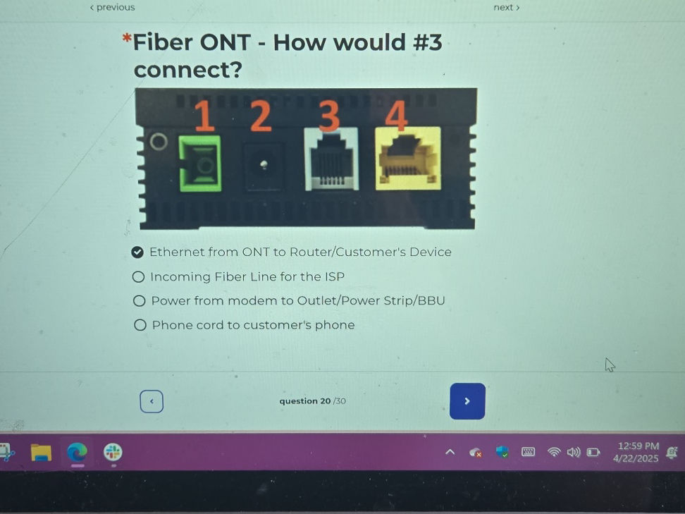*Fiber ONT - How would #3 connect? | StudyX