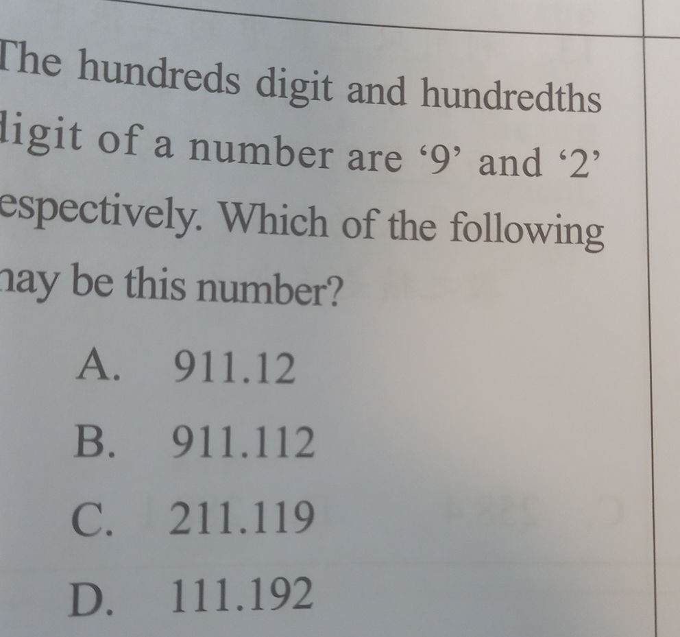 The hundreds digit and hundredths digit of a | StudyX