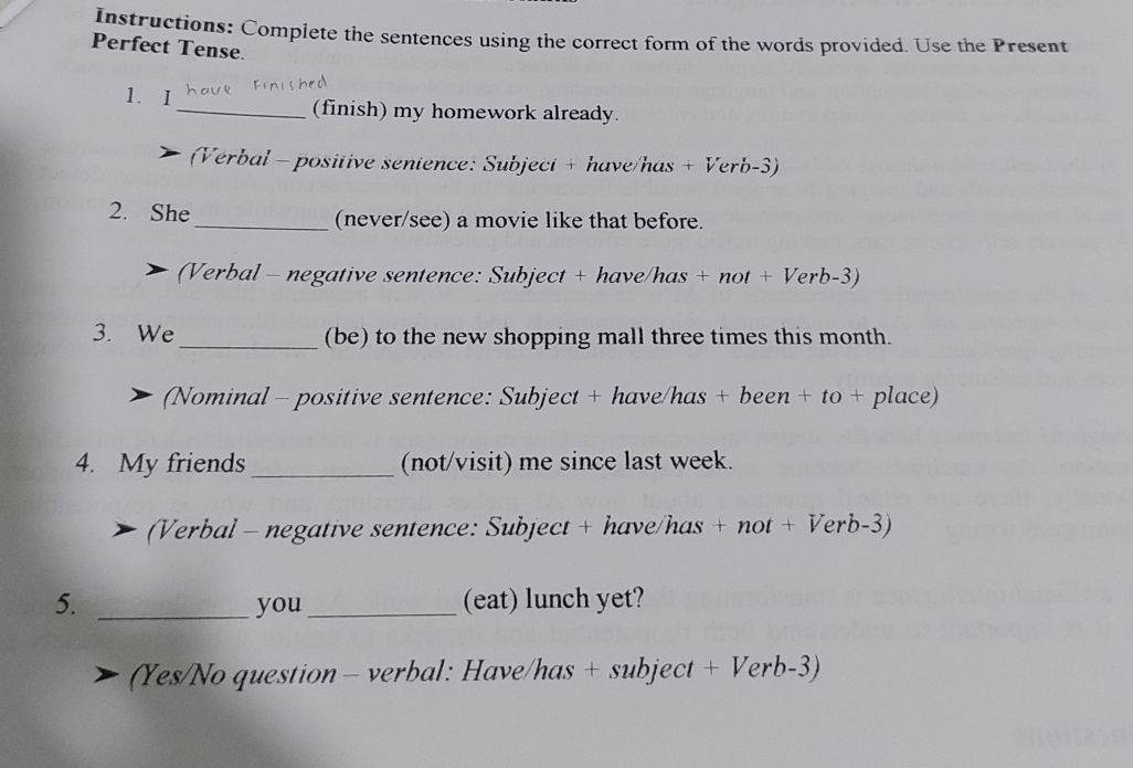 Instructions: Complete the sentences using | StudyX