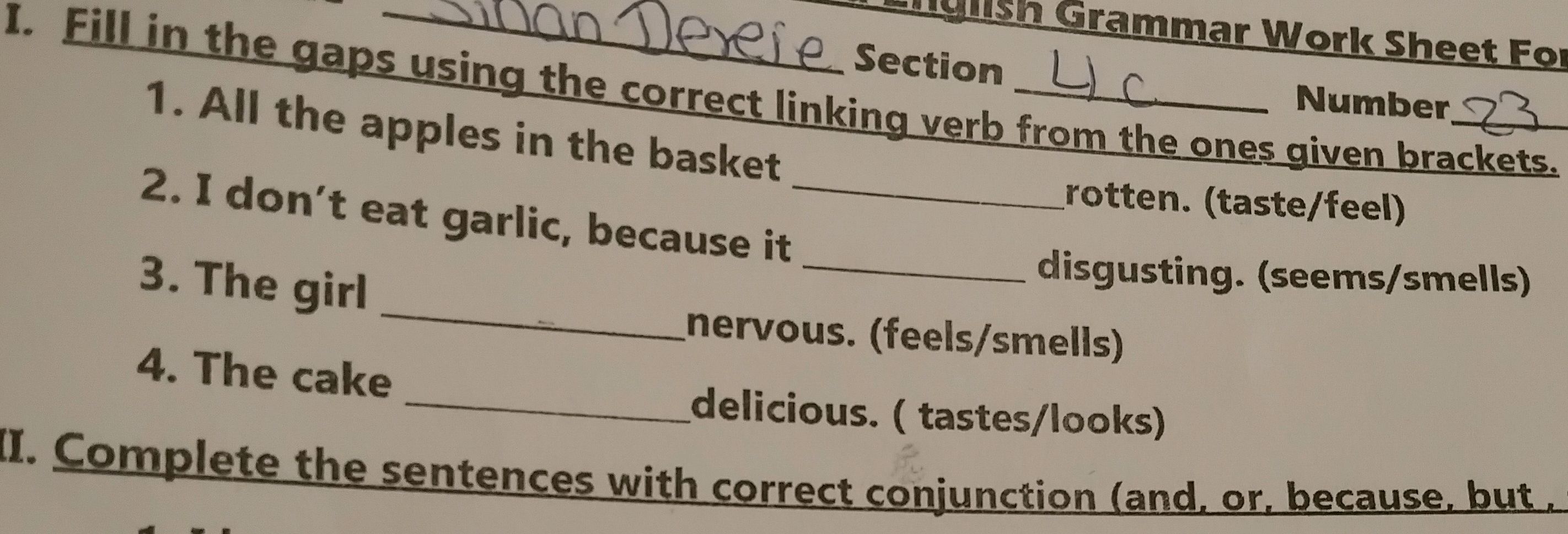 I. Fill in the gaps using the correct | StudyX