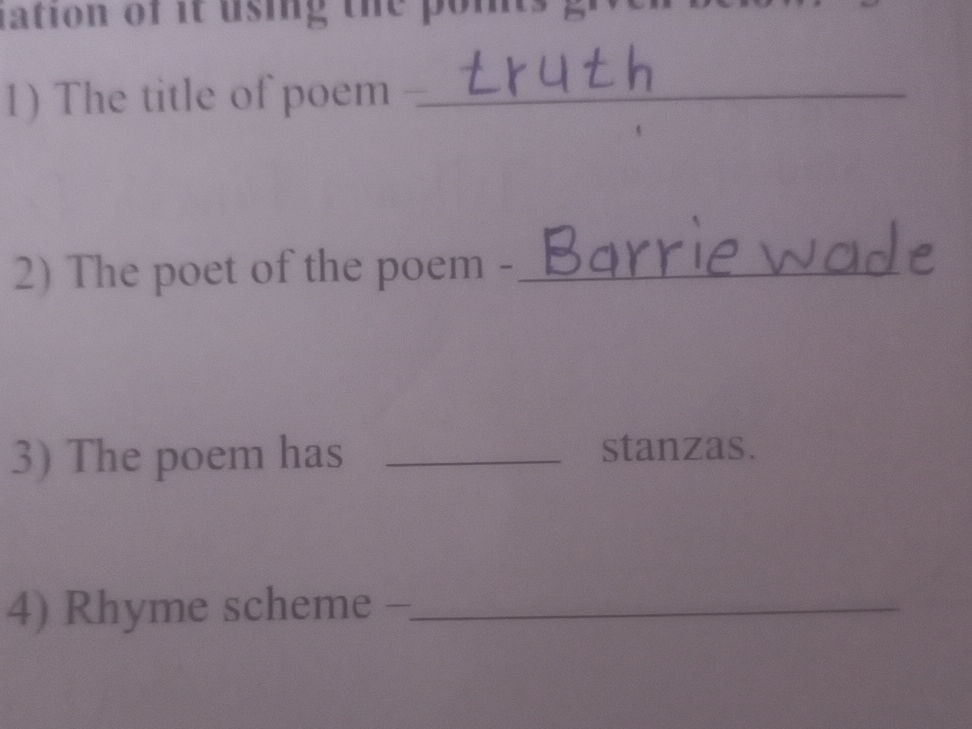 1) The title of poem - truth 2) The poet of | StudyX