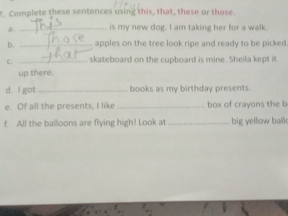 7. Complete these sentences using this, | StudyX