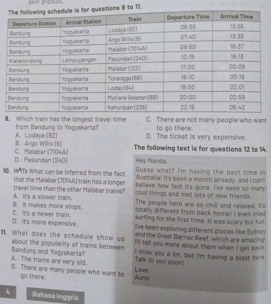 The following schedule is for questions 9 to | StudyX