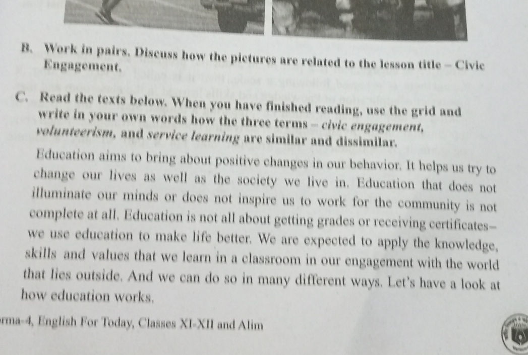 B. Work in pairs. Discuss how the pictures | StudyX