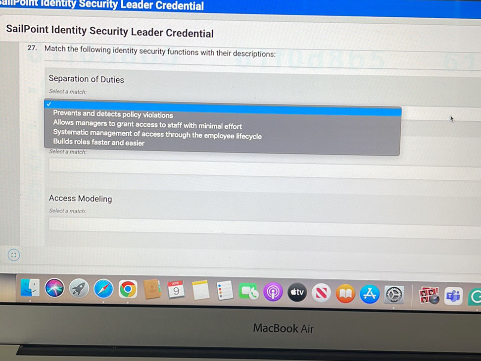 27. Match the following identity security | StudyX