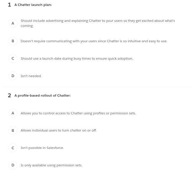 1 A Chatter launch plan: A Should include | StudyX