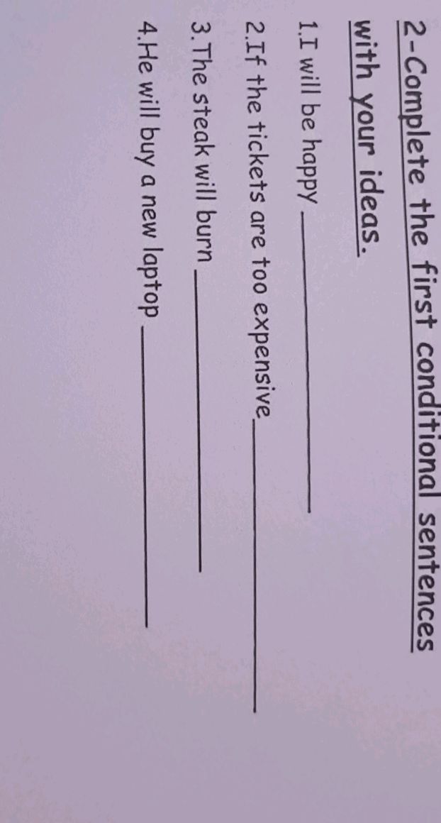 2-Complete the first conditional sentences | StudyX