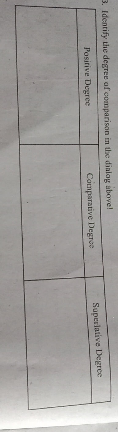 3. Identify the degree of comparison in the | StudyX